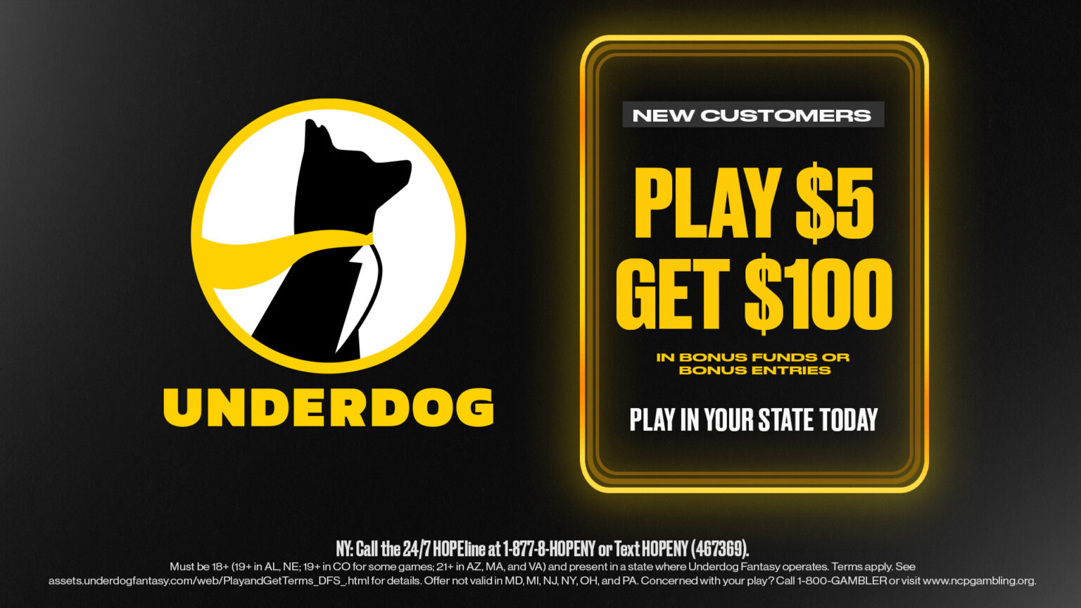 Underdog Promo Code BDC: Get $100 Bonus Panthers vs 49ers (Nov. 24)