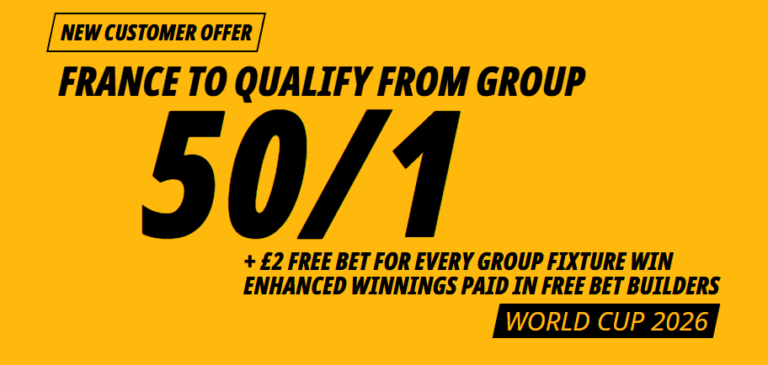 Betfair World Cup Betting Offer: Get 50/1 on France to Qualify From Group I
